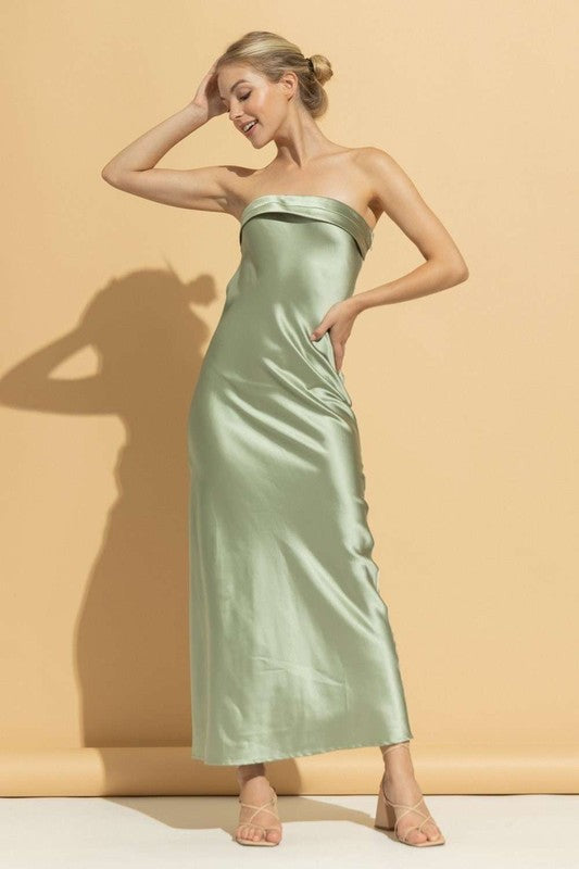 Strapless Satin Tube Bodycon Backless Maxi Dress – Identity Boutique